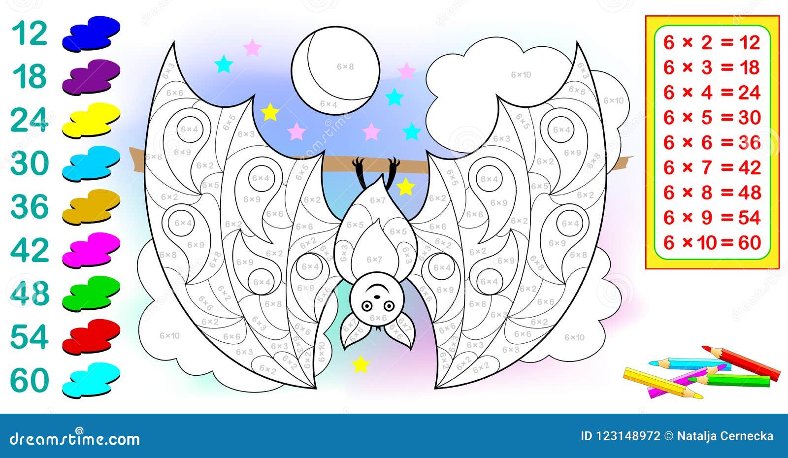 Multiplication Worksheet Bat Stock Illustrations – 2 Multiplication ...