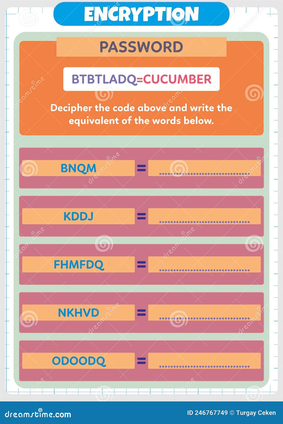 Mind Gym with Encrypting Activity for Kids Stock Illustration ...