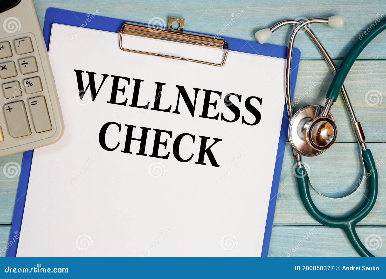 Worksheet with the Inscription WELLNESS CHECK and Stethoscope Stock ...