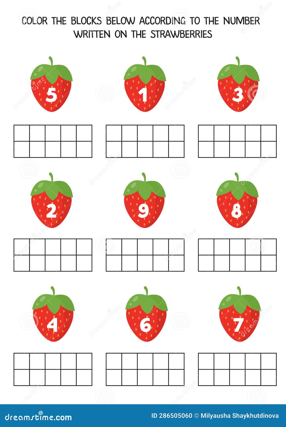 Worksheet for Kids. Color the Blocks Below According To the Number on ...