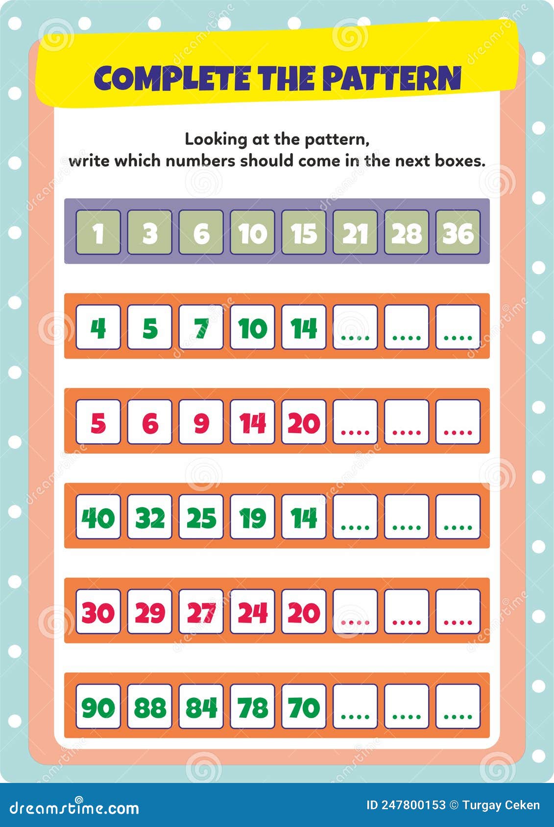 Activity To Complete the Pattern Stock Illustration - Illustration of ...