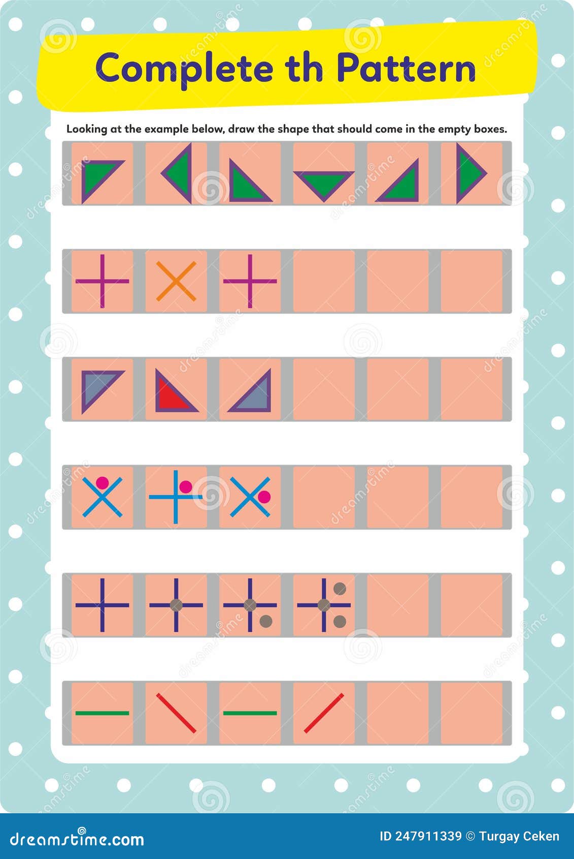 Activity To Complete the Pattern Stock Illustration - Illustration of ...