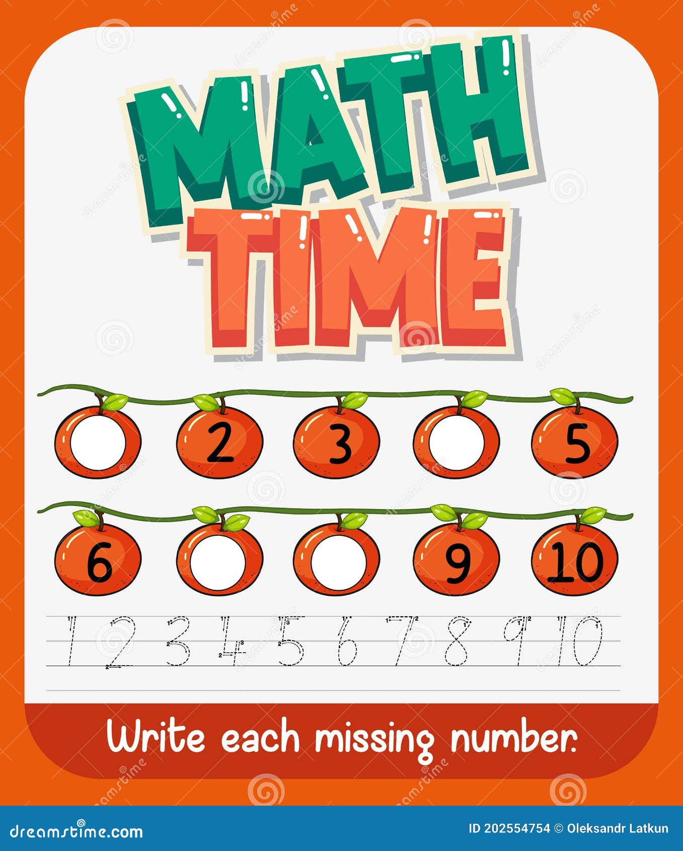 Worksheet Template Design for Math with Missing Number Stock Vector ...