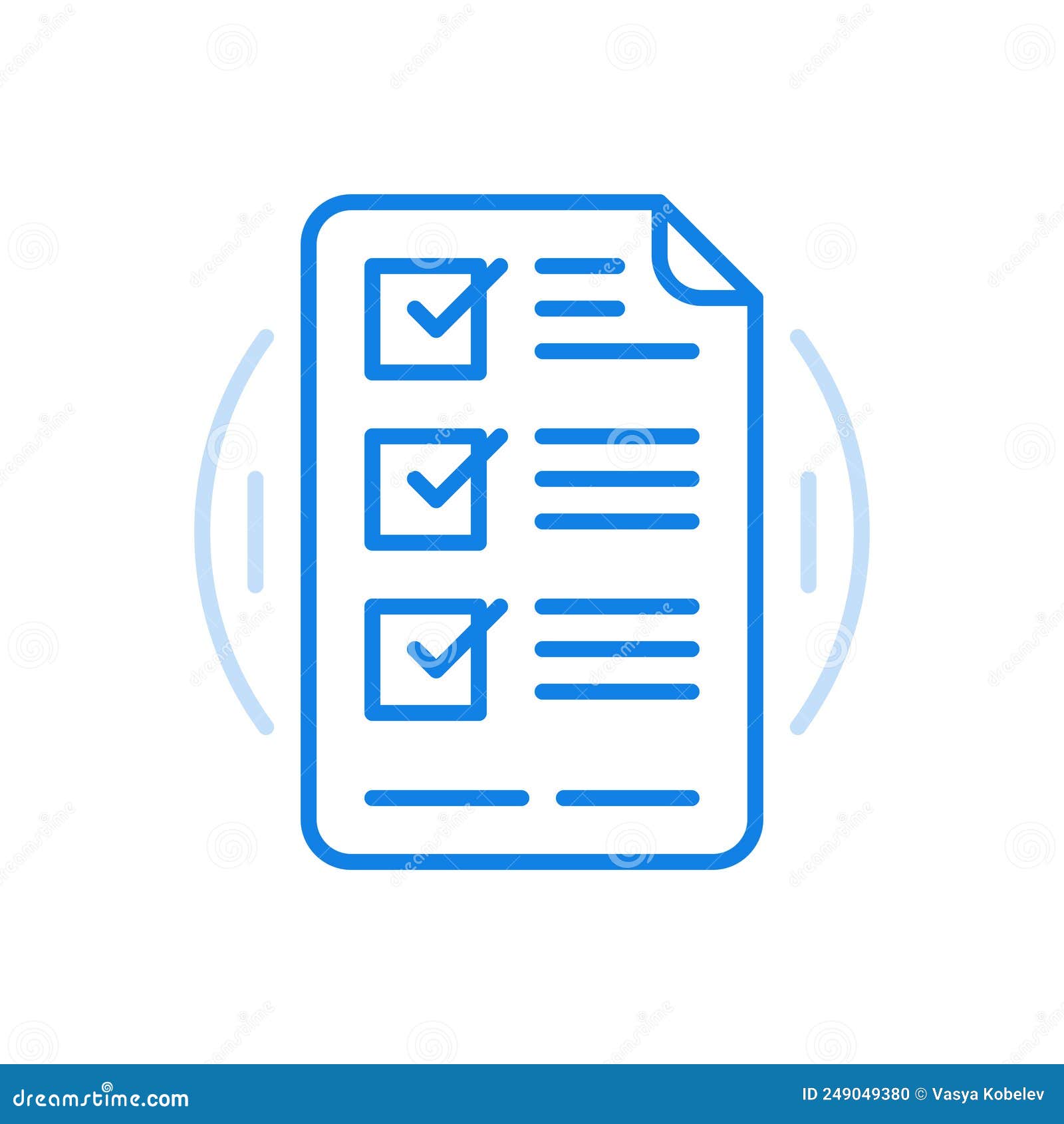 Worksheet With Tests Vector Line Icon. Checklist Of Questions With ...