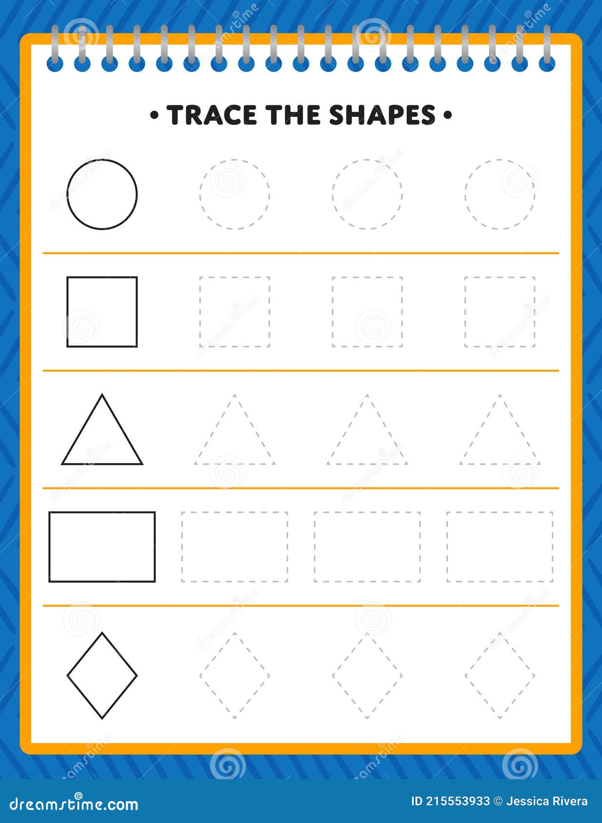 Tracing Shapes Activity Sheets for Children Stock Vector - Illustration ...