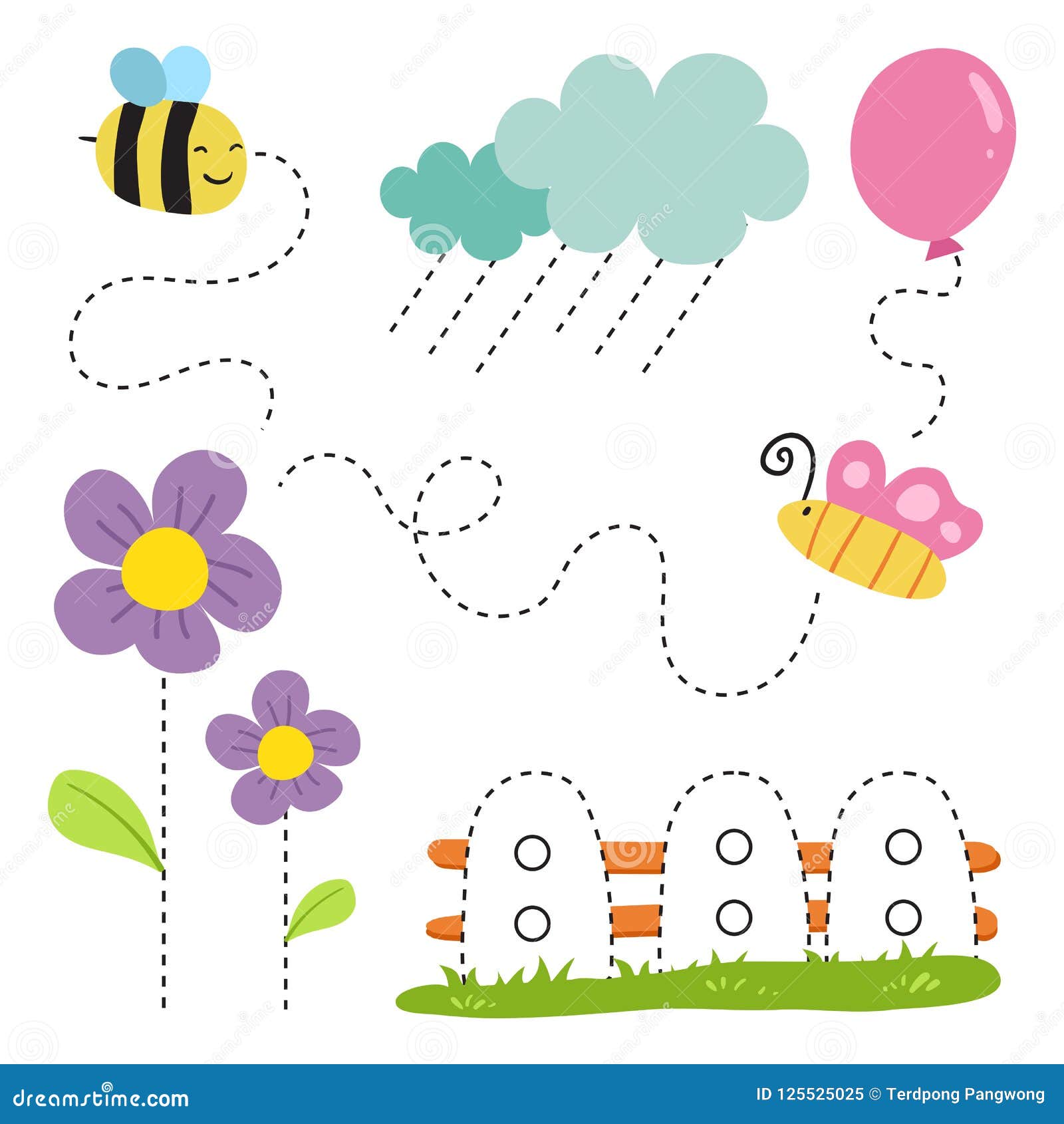 Worksheet Vector Design for Kid Stock Vector - Illustration of dashed ...