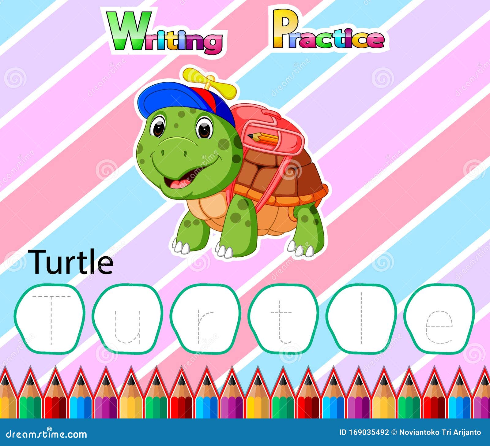 Worksheet Writing Practice Alphabet T for Turtle Stock Vector ...