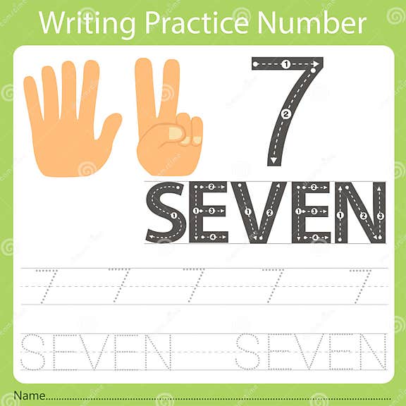 Worksheet Writing Practice Number Seven Stock Vector - Illustration of ...