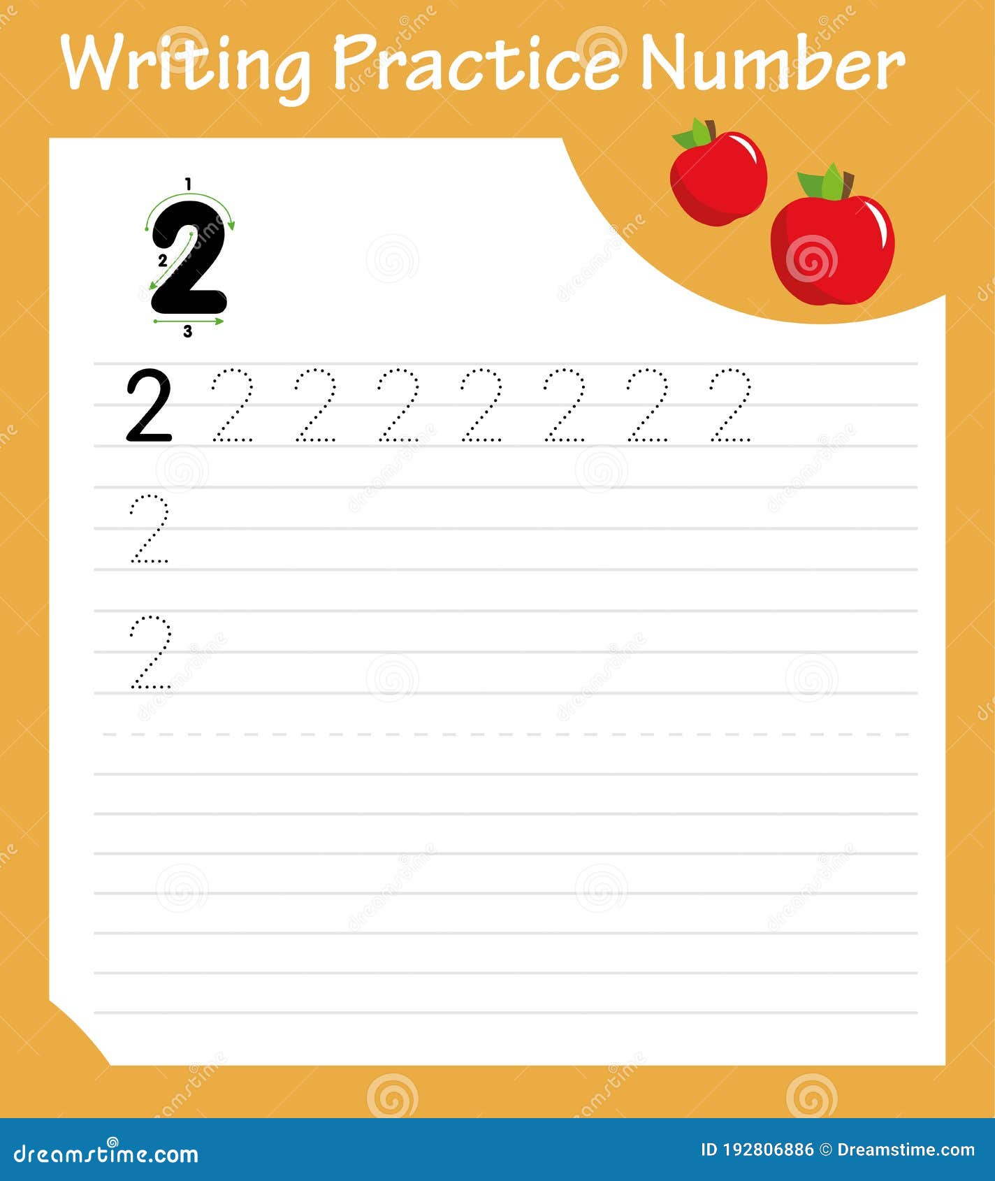 Writing Practice Number Two Stock Vector - Illustration of math, basic ...