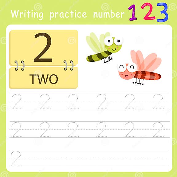 Worksheet Writing Practice Number Two Stock Vector - Illustration of ...