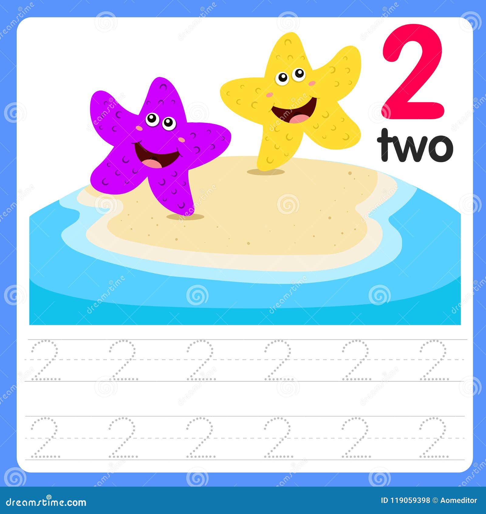 Worksheet Writing Practice Number Two Stock Vector - Illustration of ...