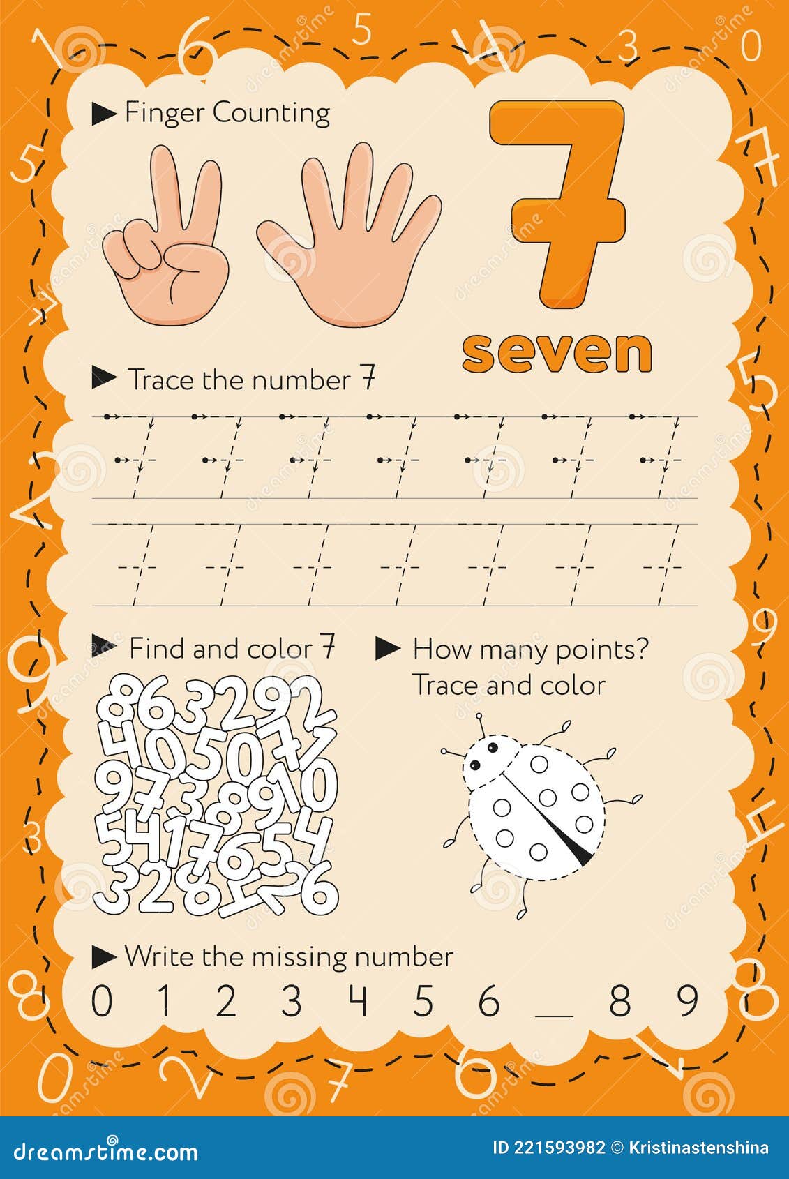 Worksheets for Learning Numbers. Learning and Activity for Kids. Number ...