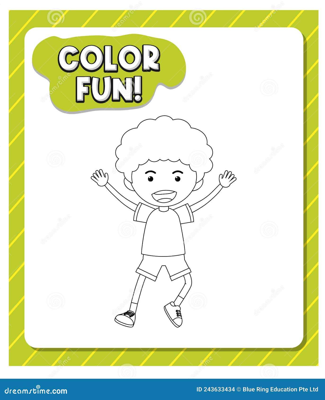 Worksheets Template with Color Fun! Text and Boy Outline Stock Vector ...