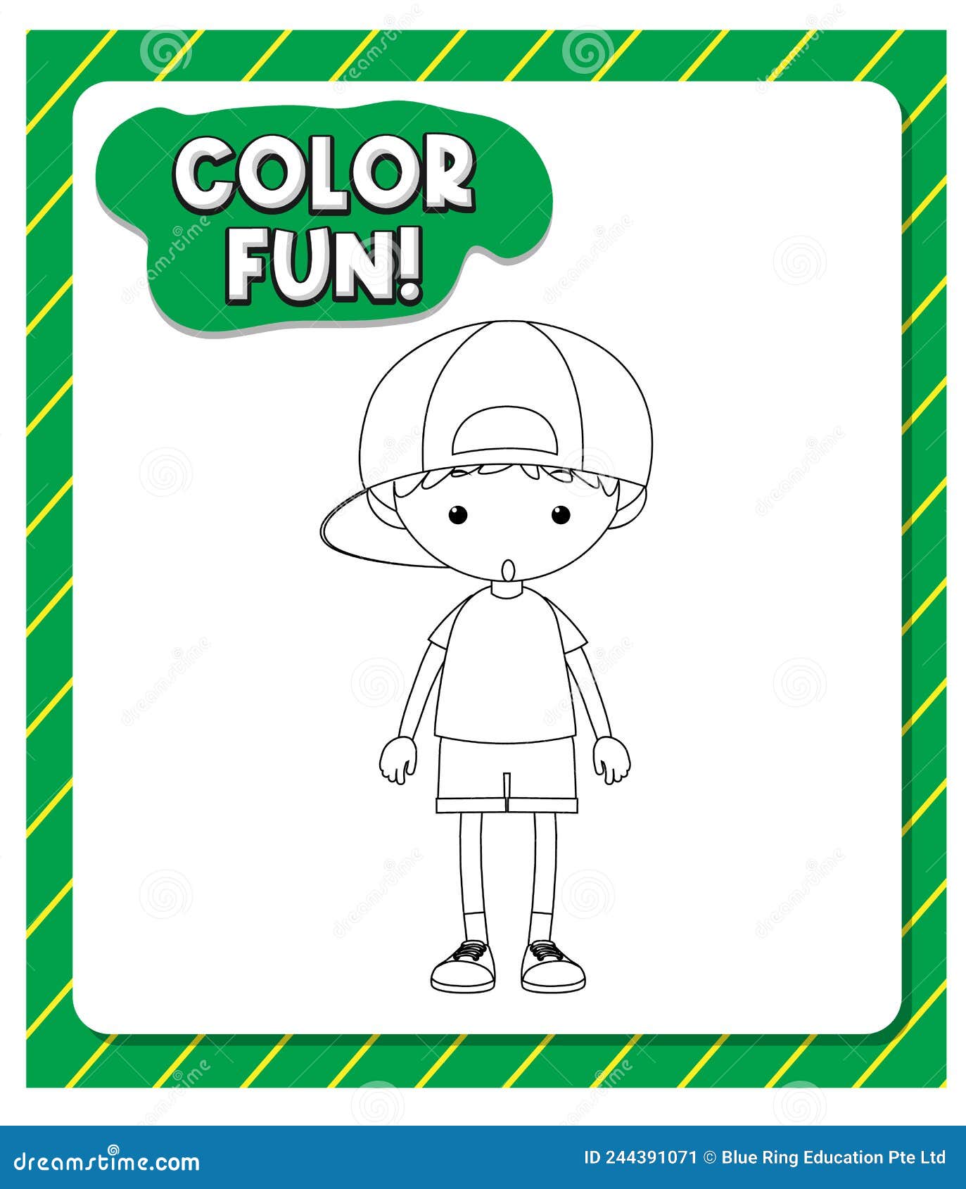 Worksheets Template with Color Fun! Text and Boy Outline Stock Vector ...