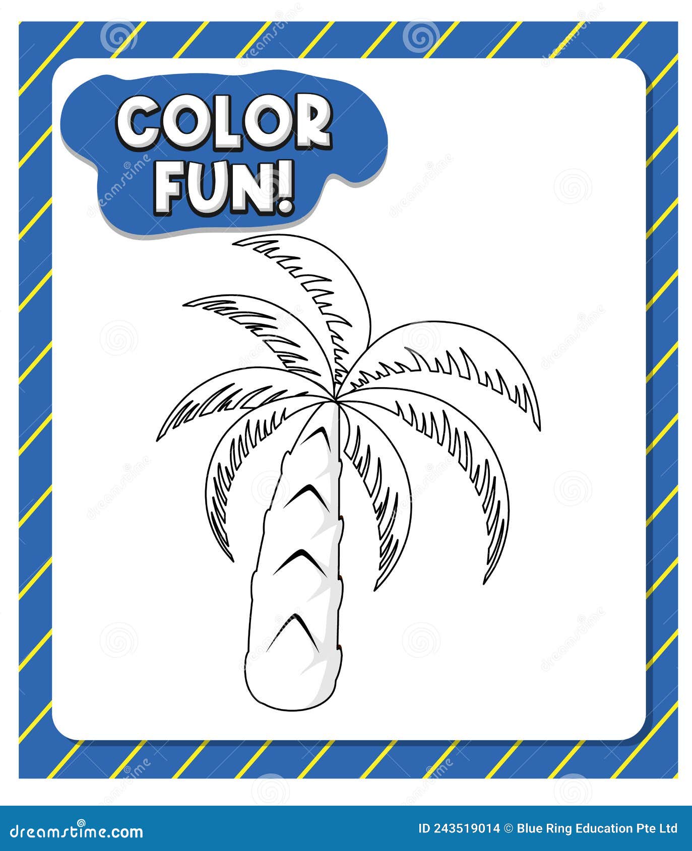 Worksheets Template with Color Fun! Text and Palm Outline Stock Vector ...