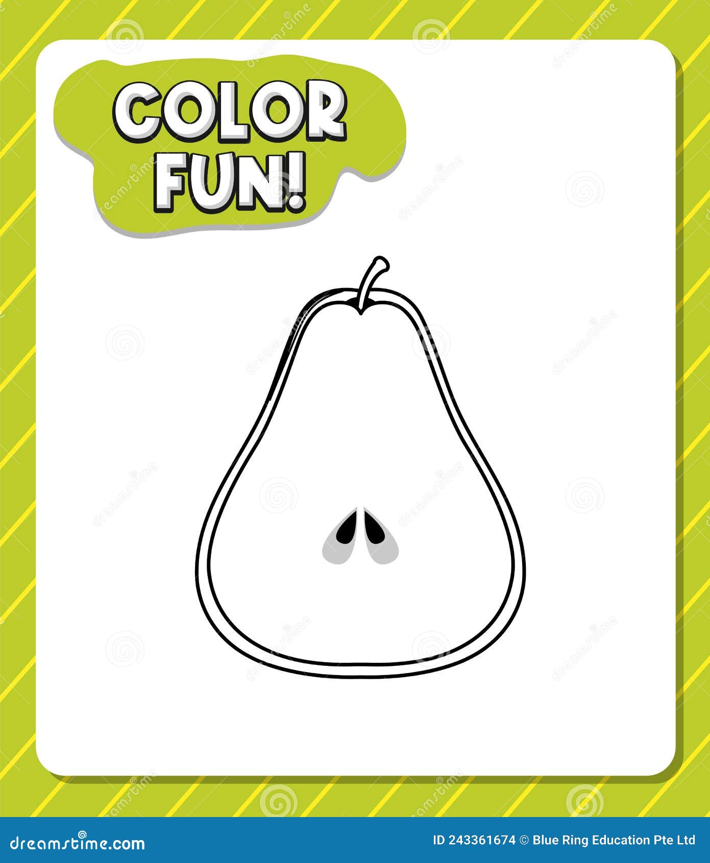 Worksheets Template with Color Fun Text and Pear Outline Stock Vector ...