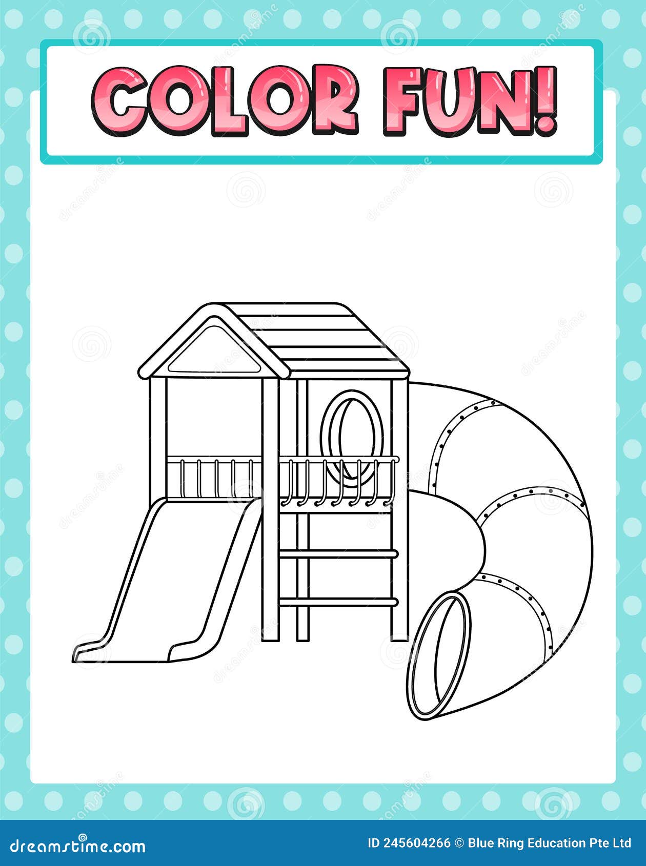 Worksheets Template with Color Fun Text and Playground Slide Outline ...