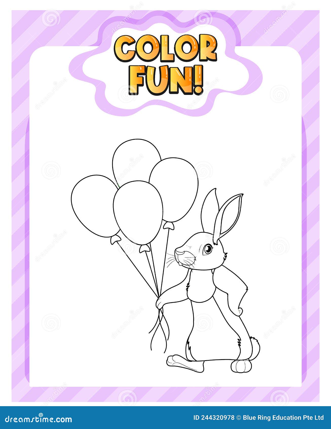 Worksheets Template with Color Fun! Text and Rabbit Outline Stock ...