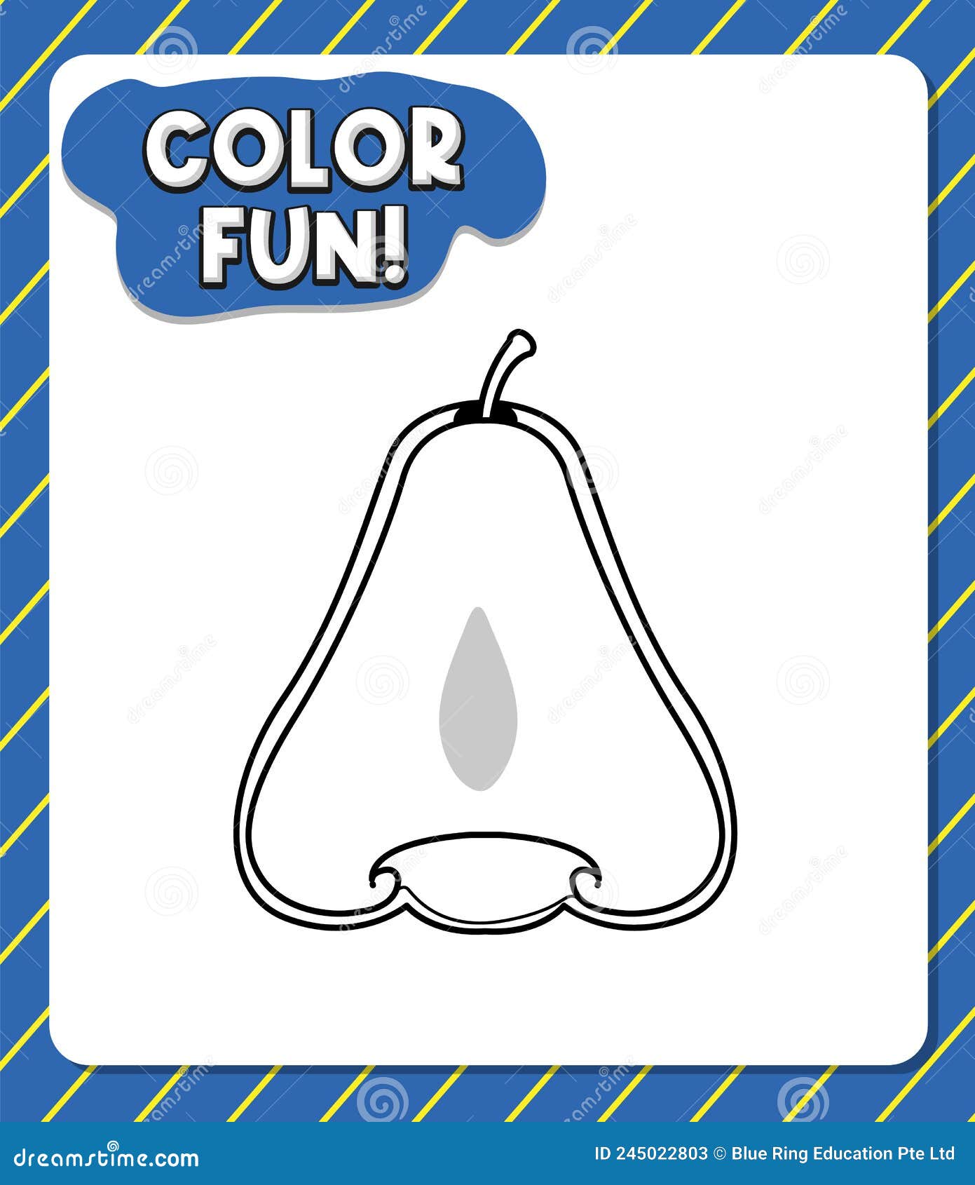 Worksheets Template with Color Fun Text and Rose Apple Outline Stock ...