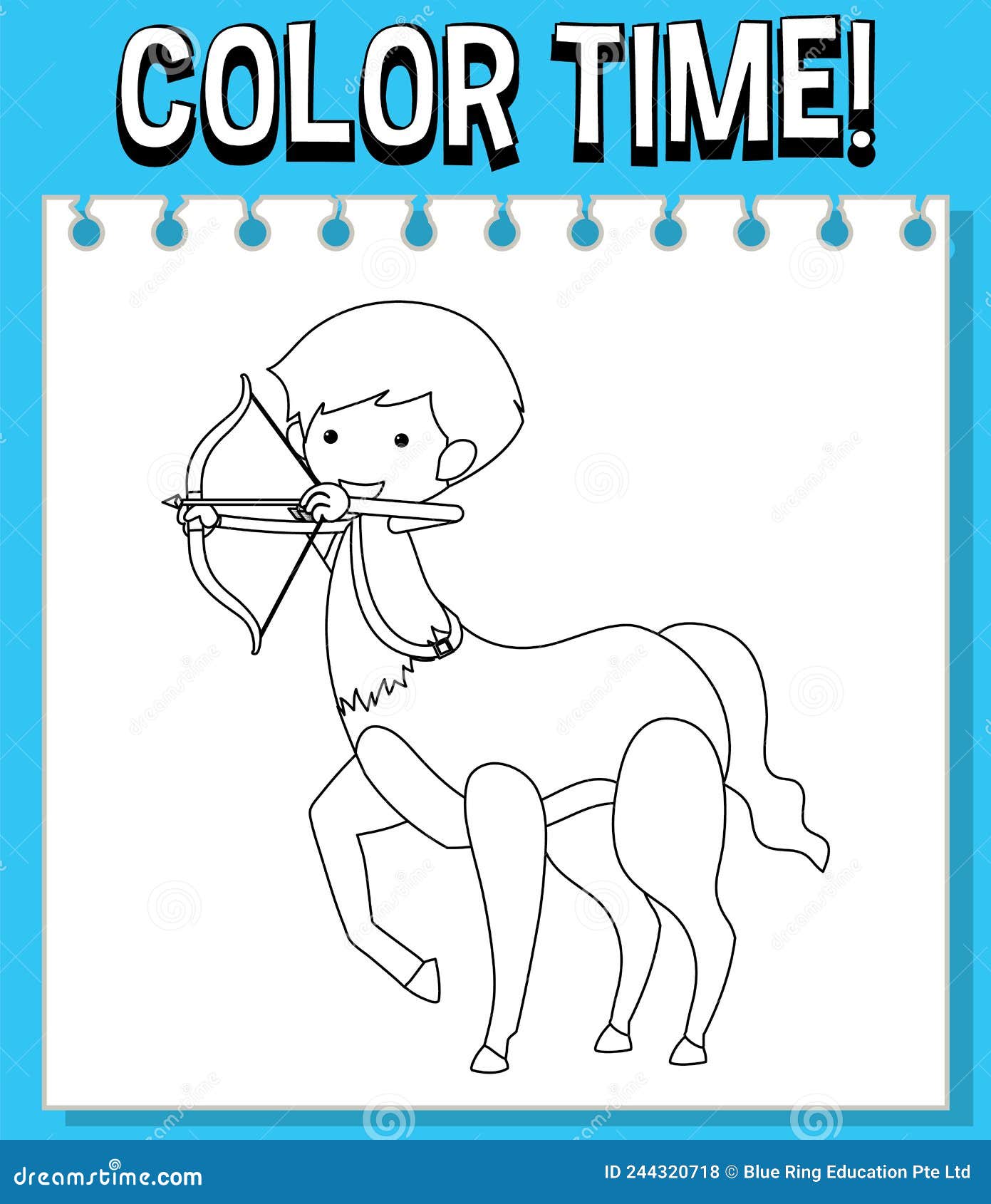 Worksheets Template with Color Time! Text Centaur Outline Stock Vector ...