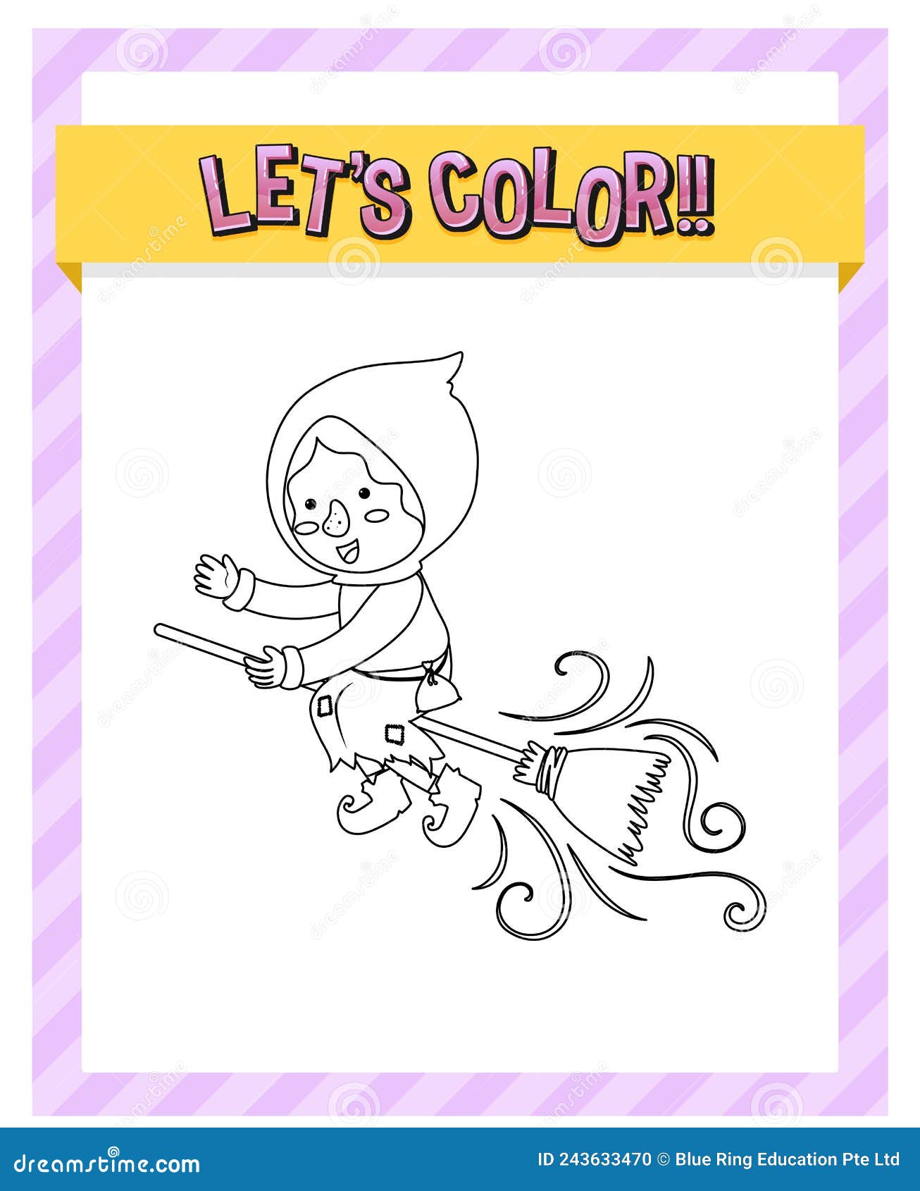 Worksheets Template With Lets Color Text And Mermaid Outline Vector ...