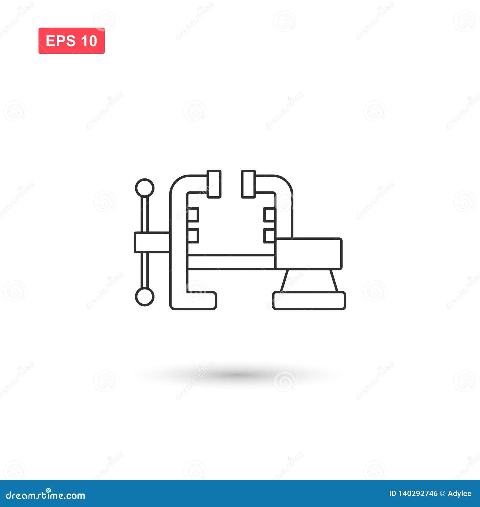 Workshop Bench Vise, Clamp Line Icon, Outline Vector Sign, Linear Style ...
