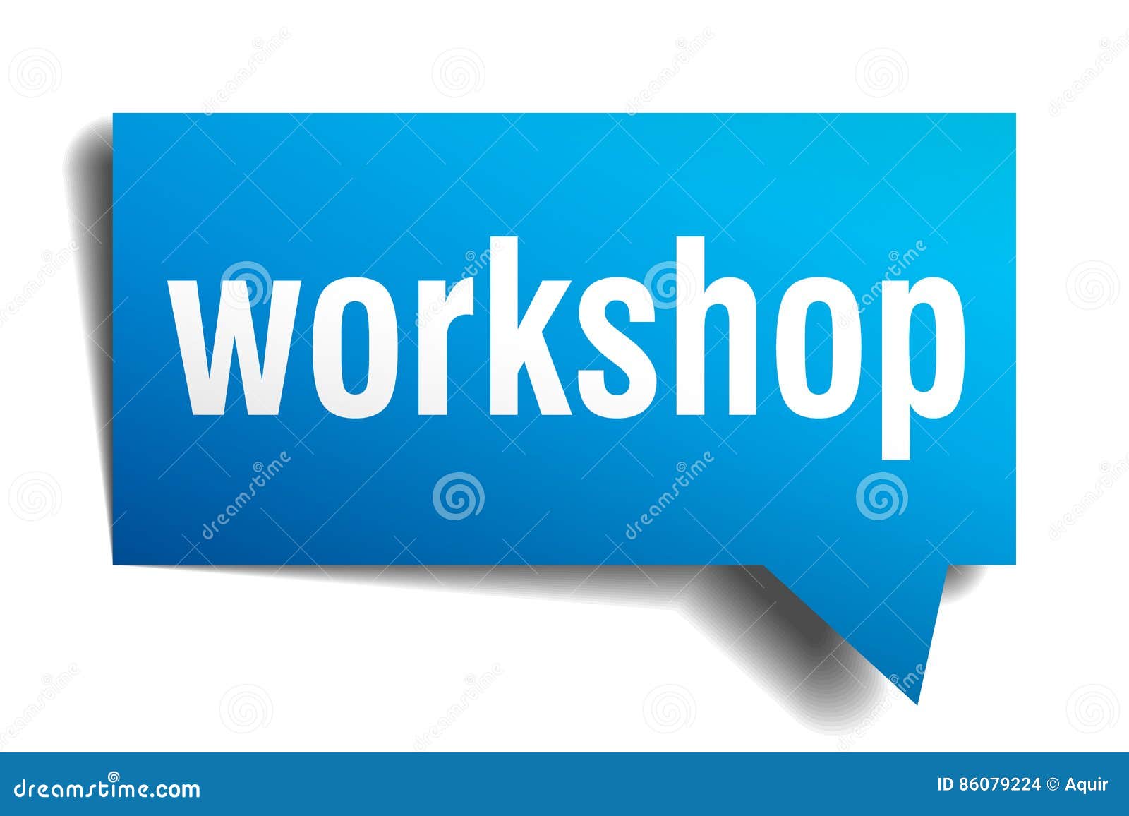 Workshop Blue 3d Realistic Paper Speech Bubble Stock Vector ...