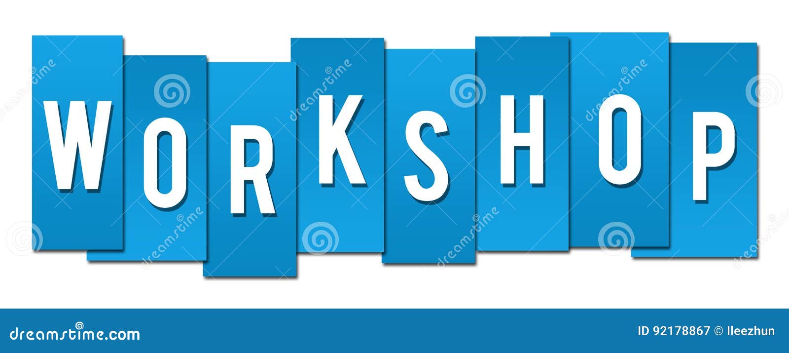 WORKSHOP Blue Overlapping Squares Banner Cartoon Vector | CartoonDealer ...
