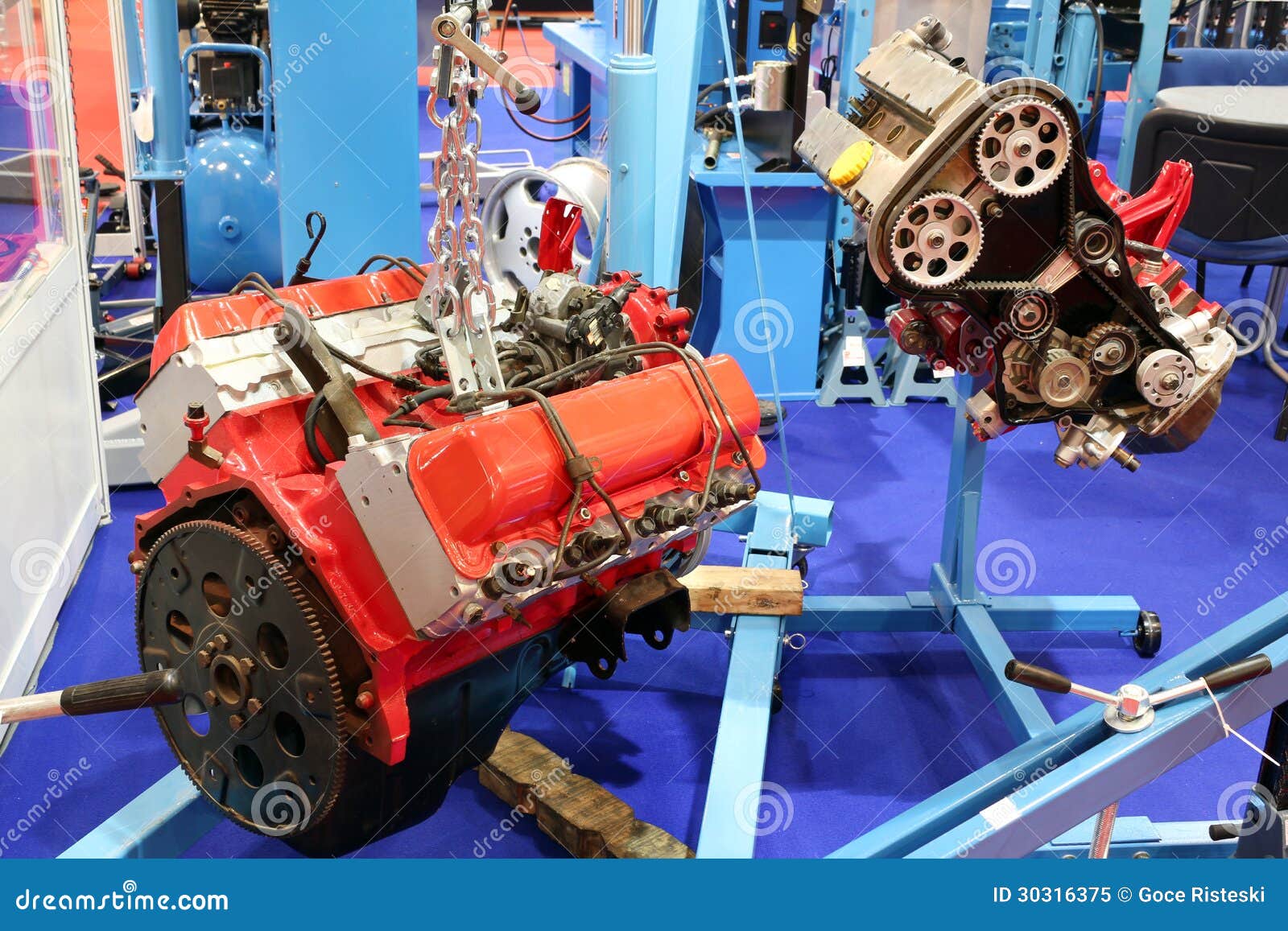 Workshop with car engines stock image. Image of manual - 30316375