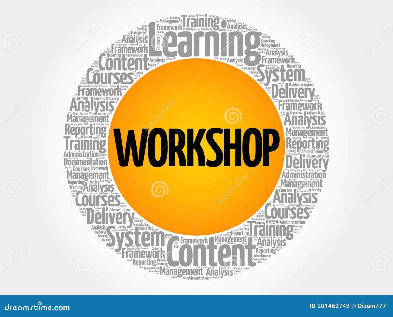 Workshop circle word cloud stock illustration. Illustration of skills ...