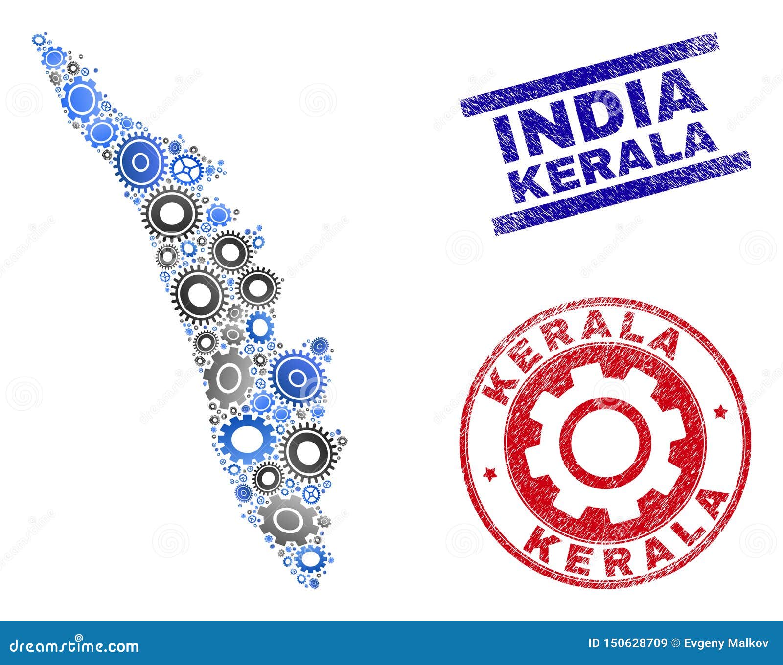 Workshop Composition Vector Kerala State Map and Grunge Stamps Stock ...