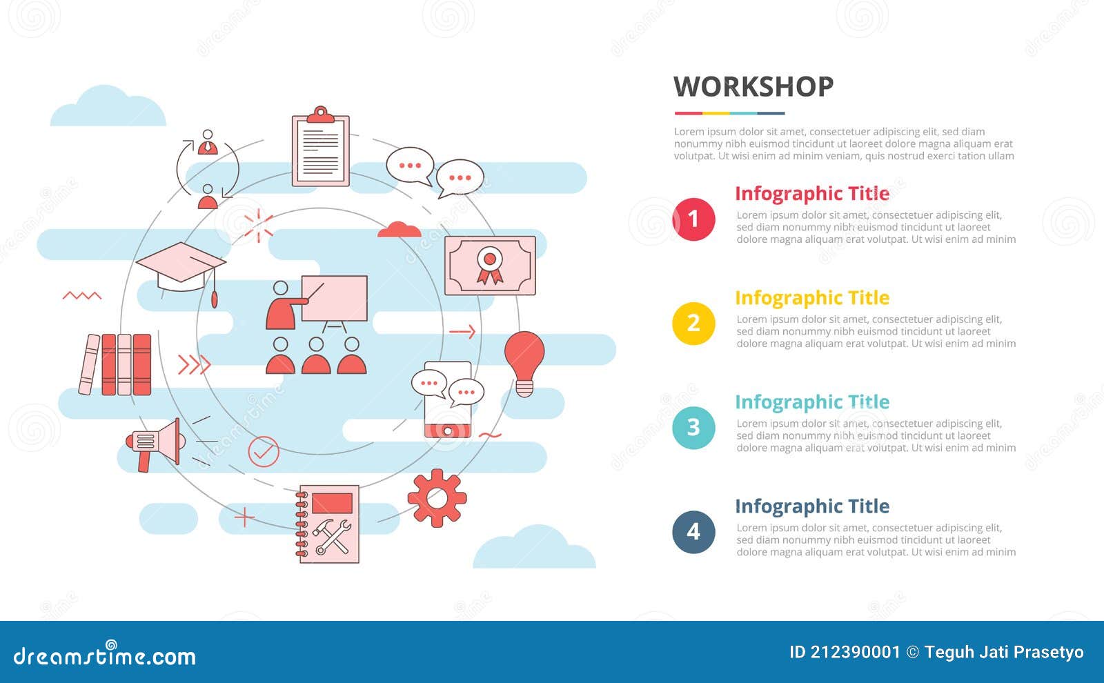 Workshop Concept for Infographic Template Banner with Four Point List ...