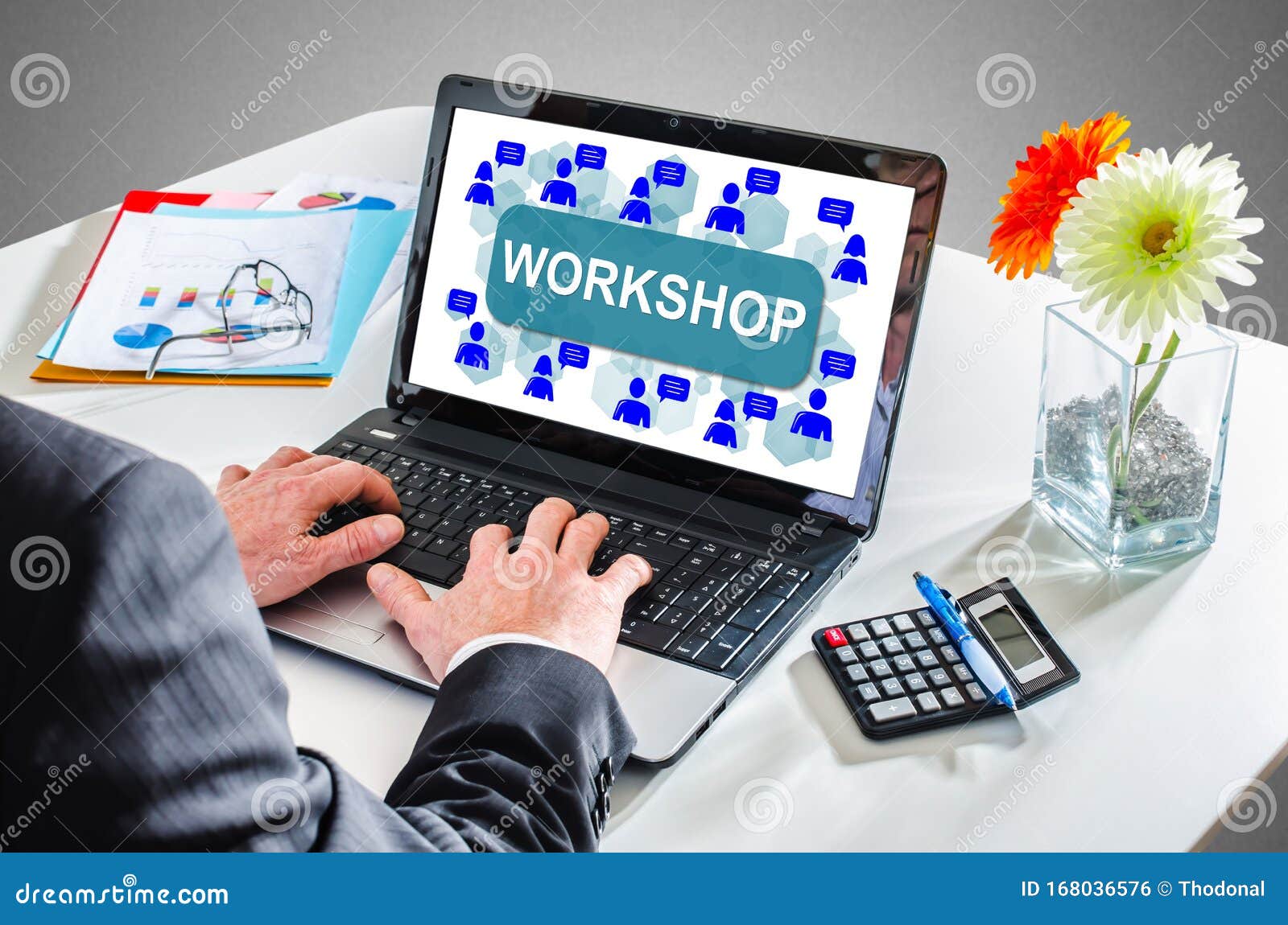 Workshop Concept on a Laptop Screen Stock Photo - Image of project ...