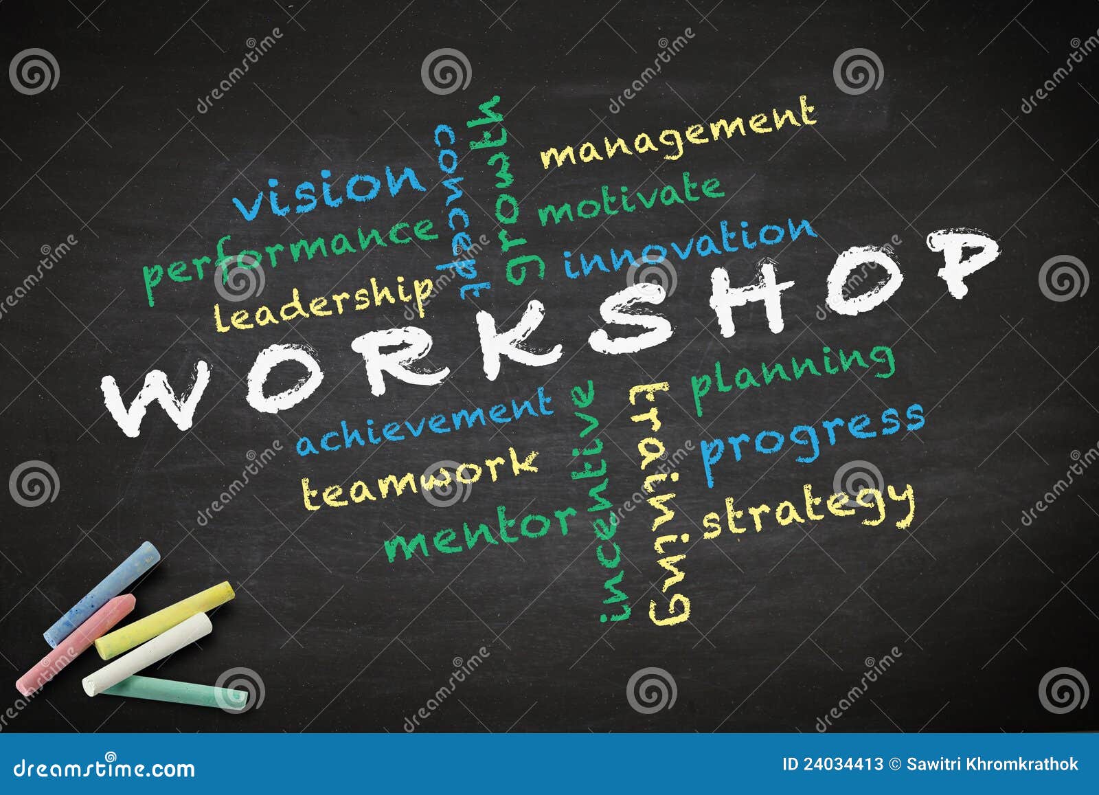 Workshop Concept Written with Chalk on Blackboard Stock Illustration ...