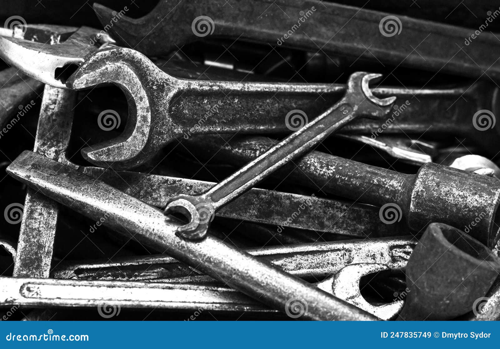 Workshop with Dirty Old Hand Garage Tools Stock Image - Image of shop ...