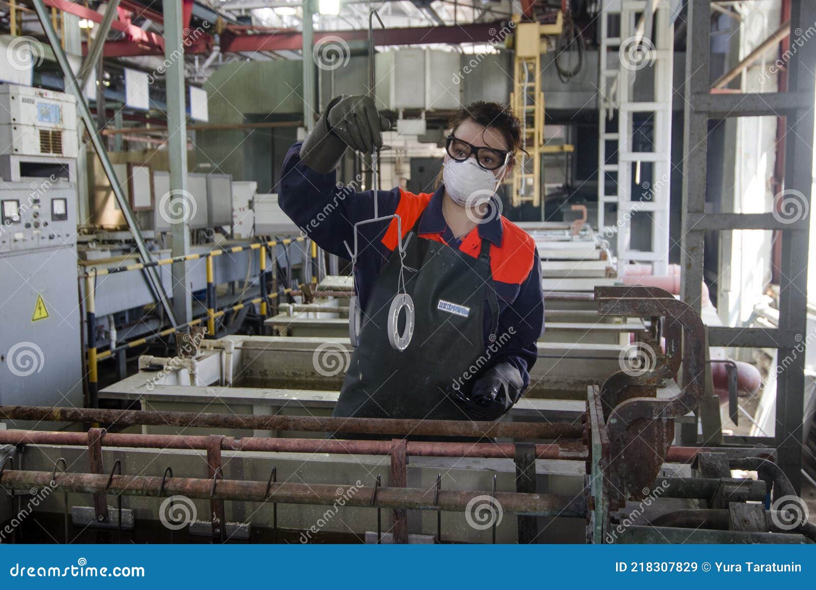 The Workshop for Electroplating with Copper, the Workshop Worker Shows ...