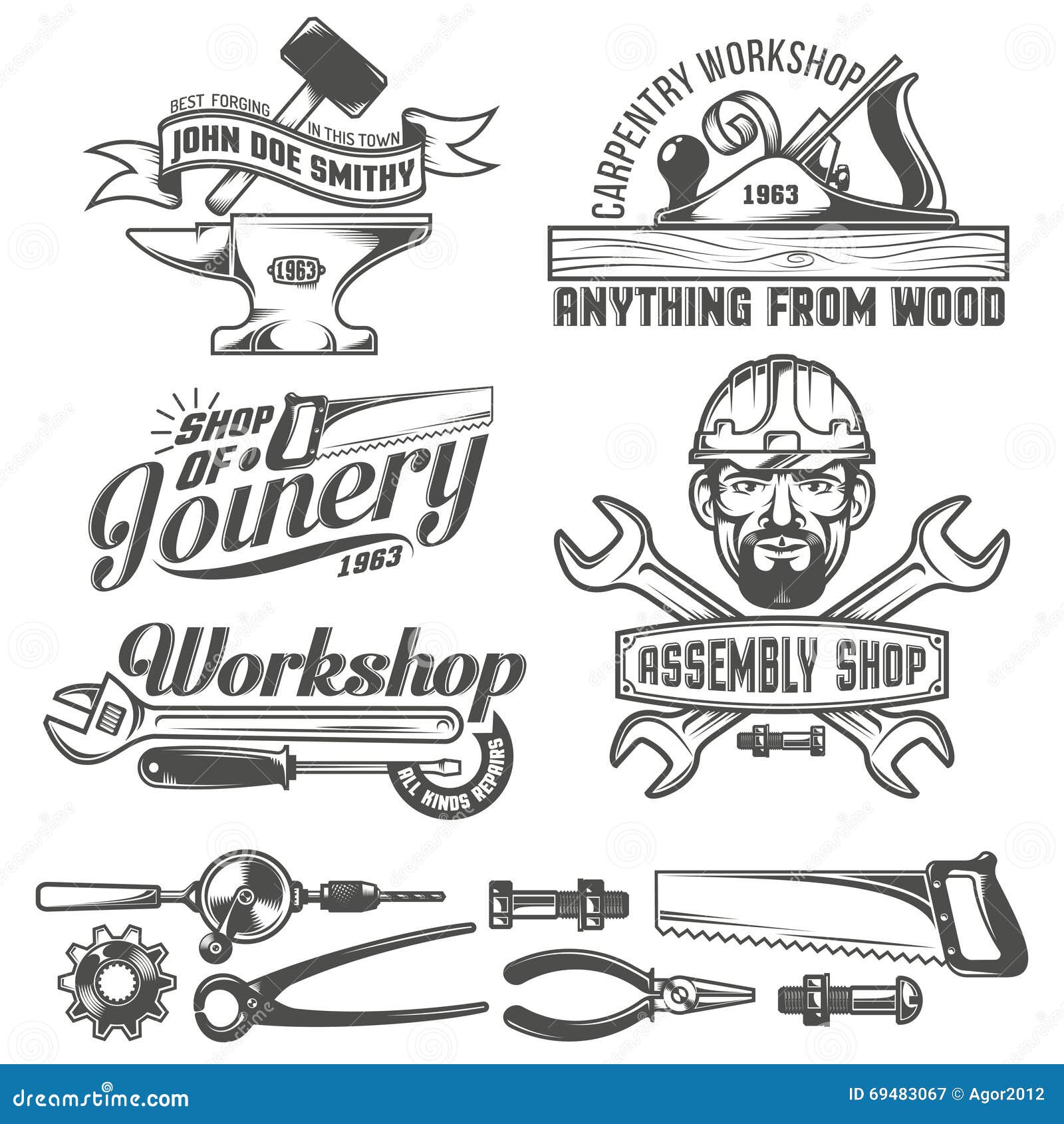 Workshop emblem stock vector. Illustration of repair - 69483067