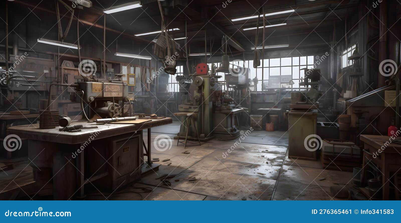 A Workshop Filled with Various Types of Lathes and Millin Created with ...