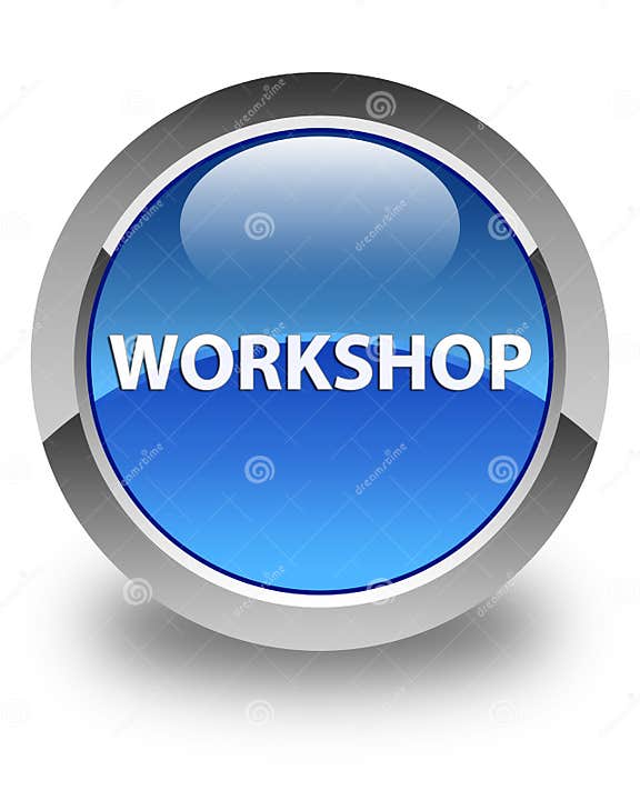 Workshop Glossy Blue Round Button Stock Illustration - Illustration of ...