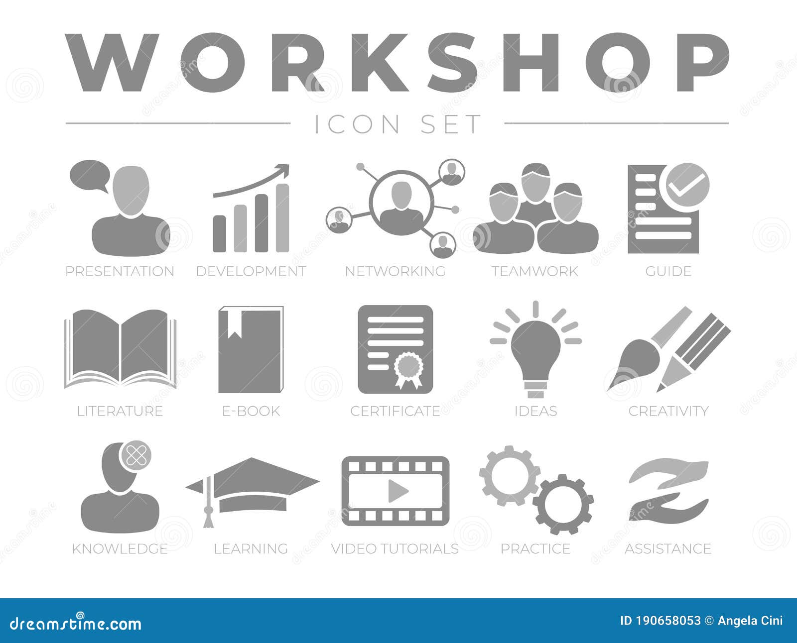 Workshop Icon Set. Presentation, Development, Networking, Teamwork ...