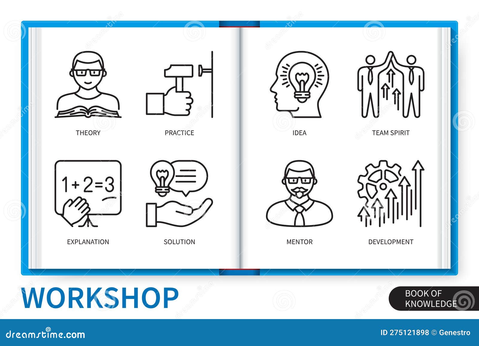 Workshop Infographics Linear Icons Collection Stock Illustration ...