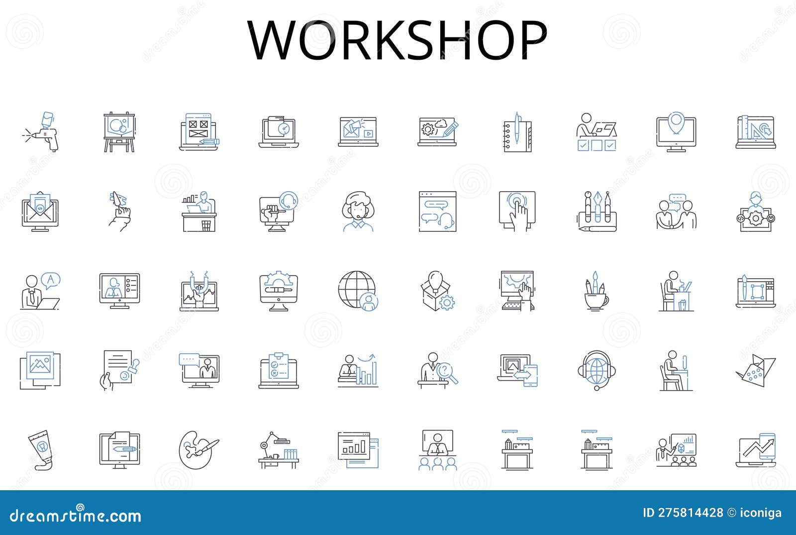 Workshop Line Icons Collection. Analysis, Strategy, Planning ...