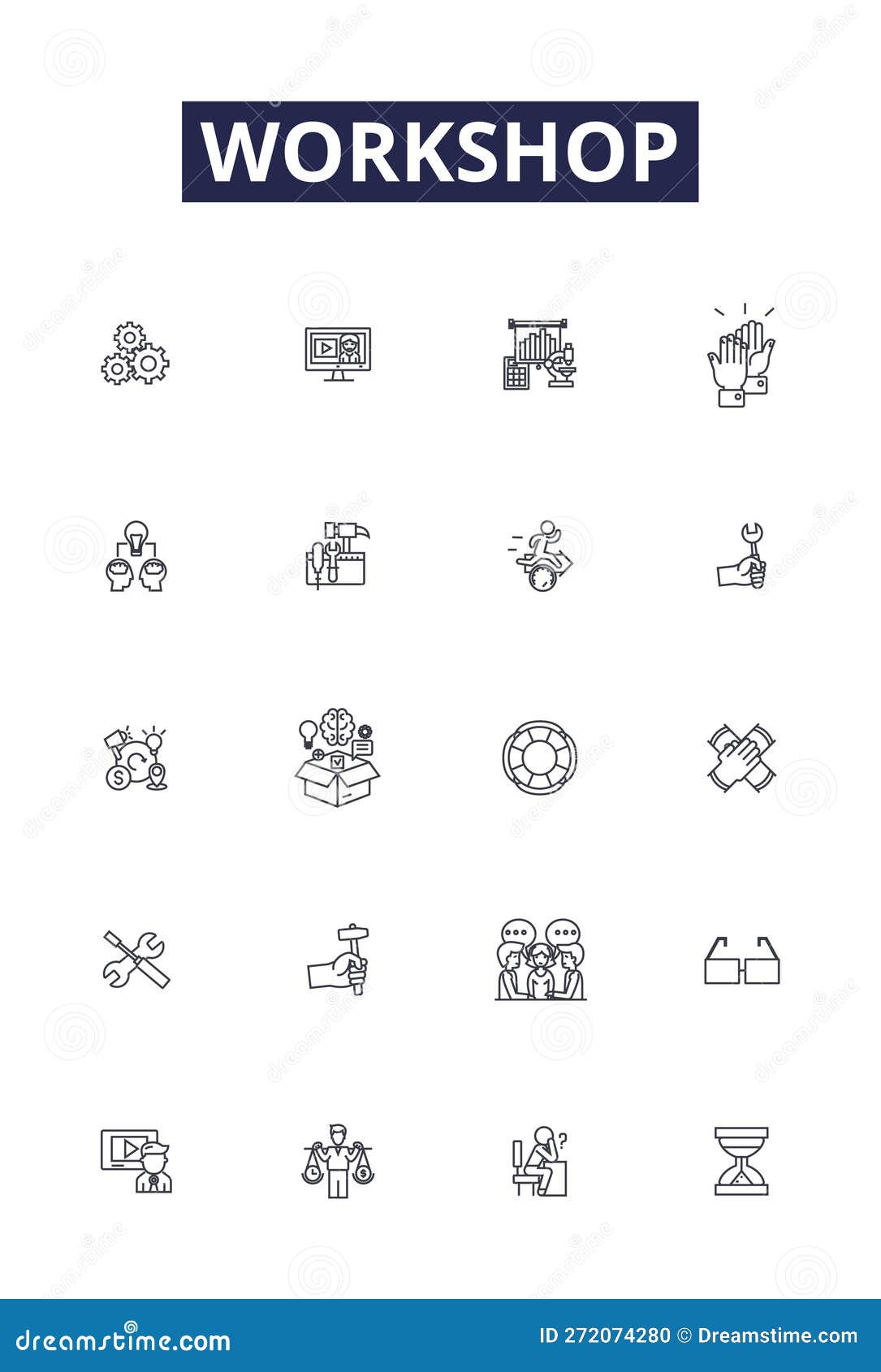Workshop Line Vector Icons and Signs. Tutorial, Symposium, Conference ...