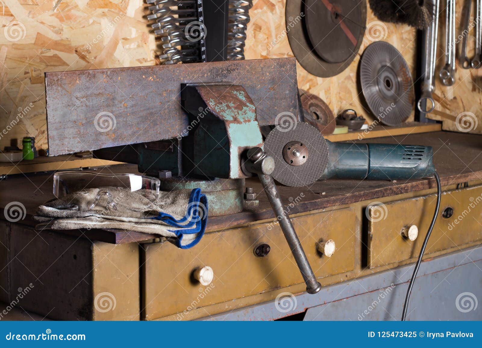 Workshop with Locksmith Tools Stock Image - Image of business, industry ...