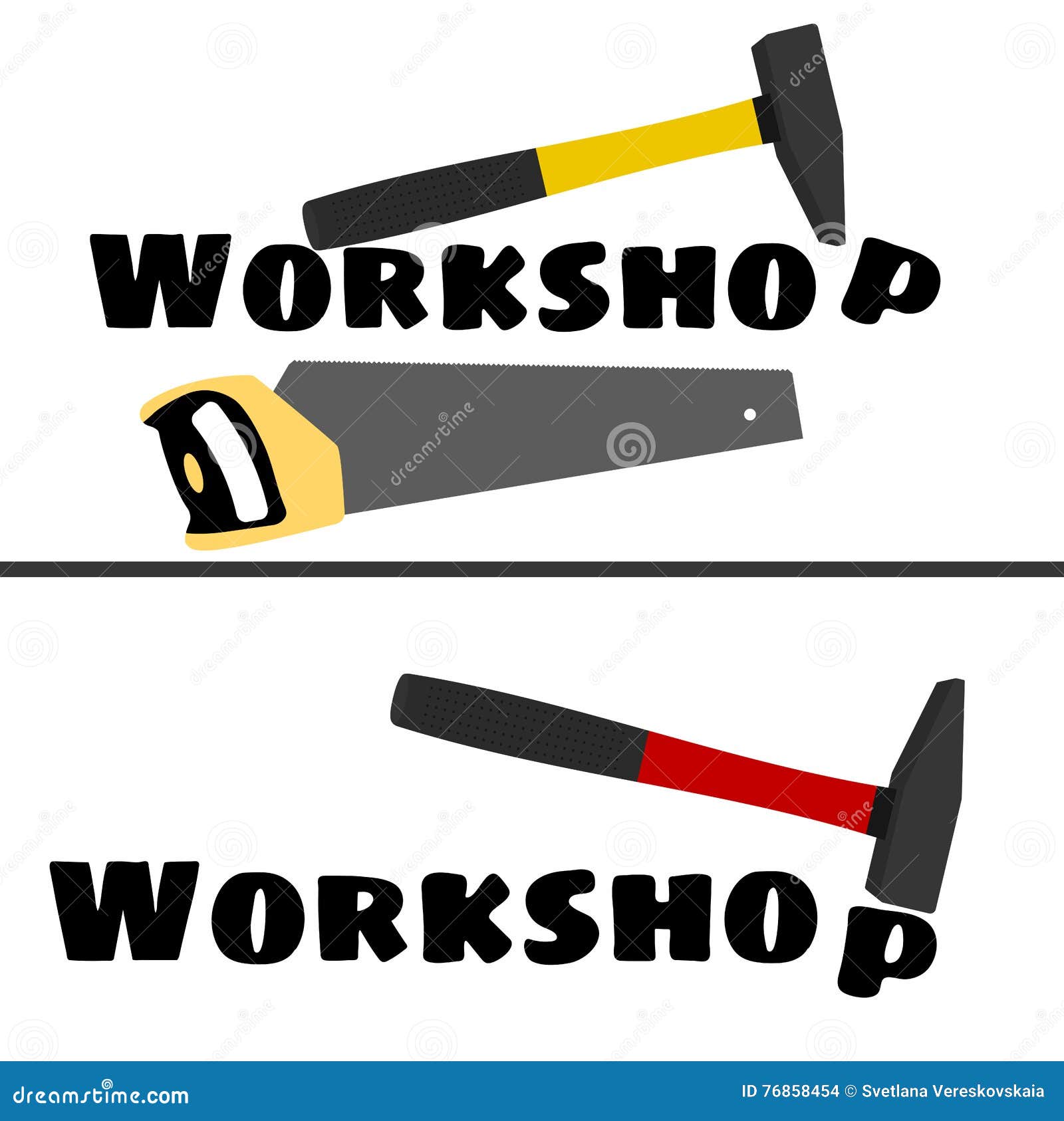 Workshop Logo with the Image of a Hammer and a Saw Stock Vector ...