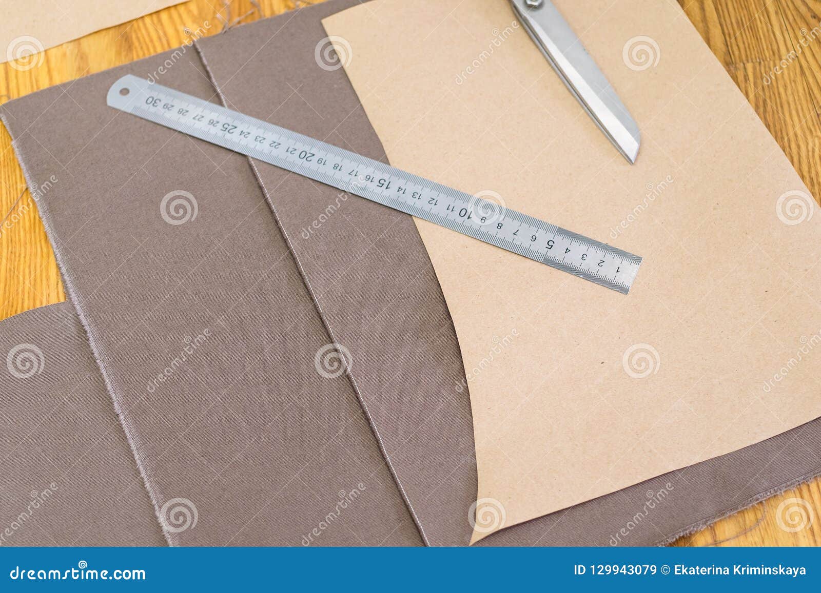 Ruler on Textile Materials and Paper Pattern Stock Image - Image of ...