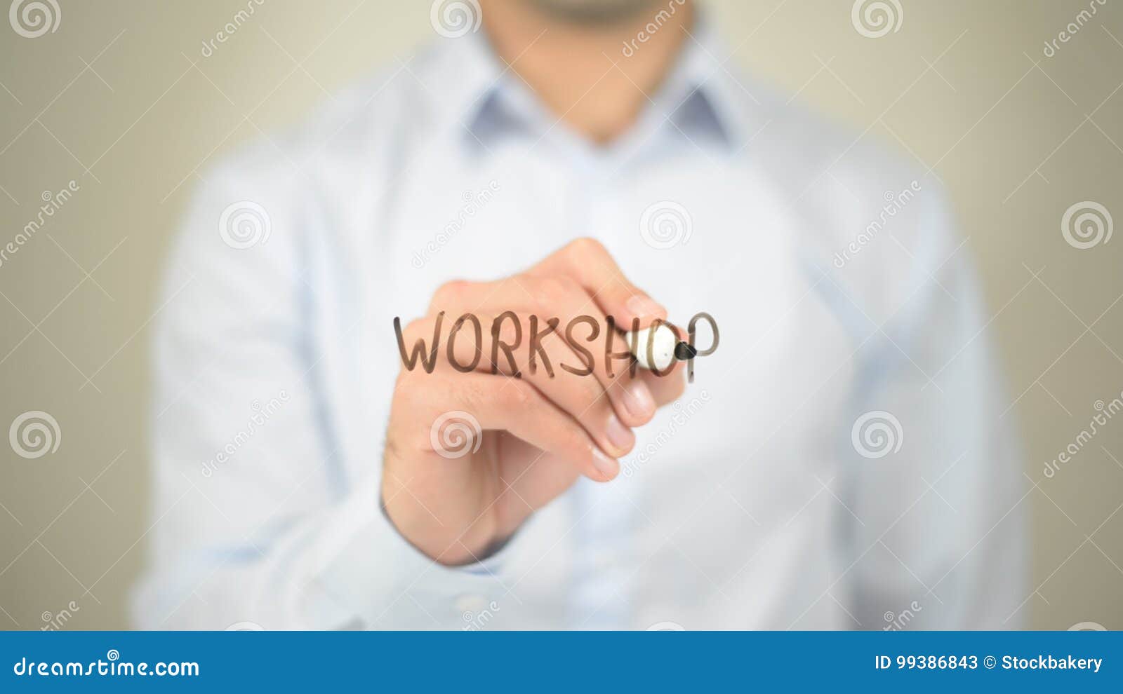 Workshop, Man Writing on Transparent Screen Stock Image - Image of ...