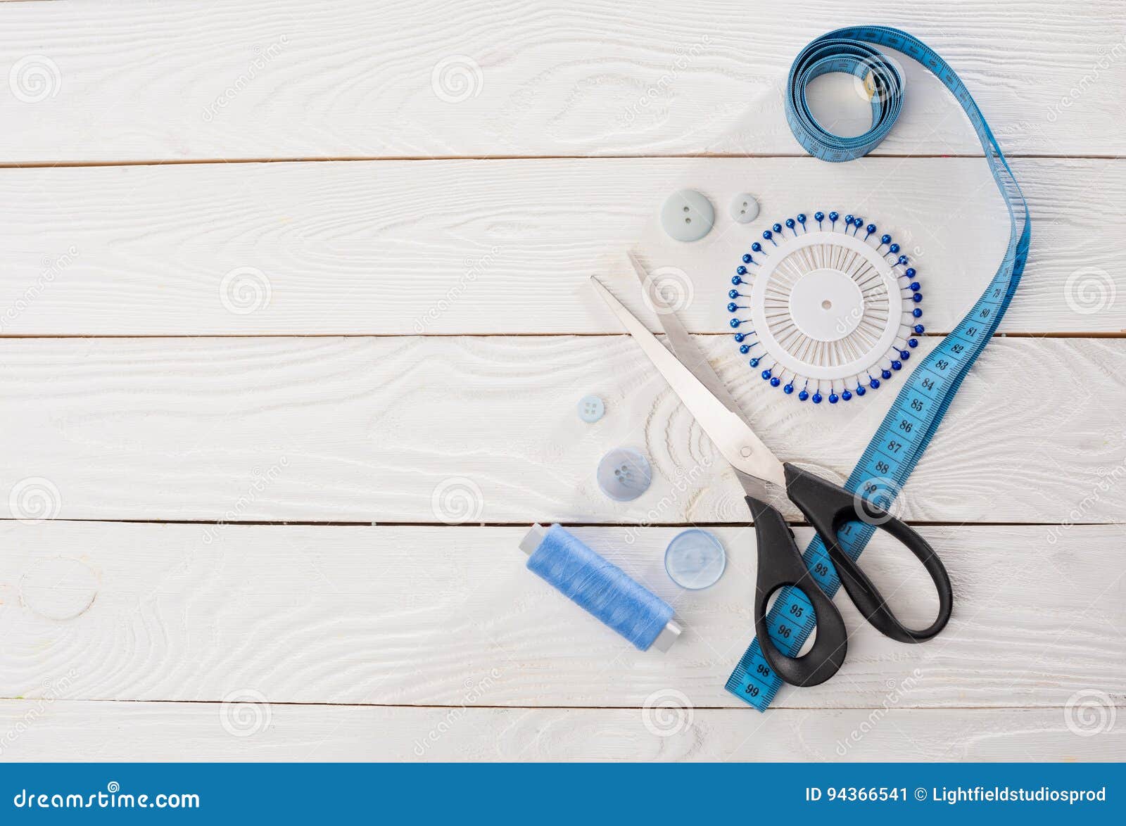 Workshop with Needlework Details and Tools Mock-up Stock Image - Image ...