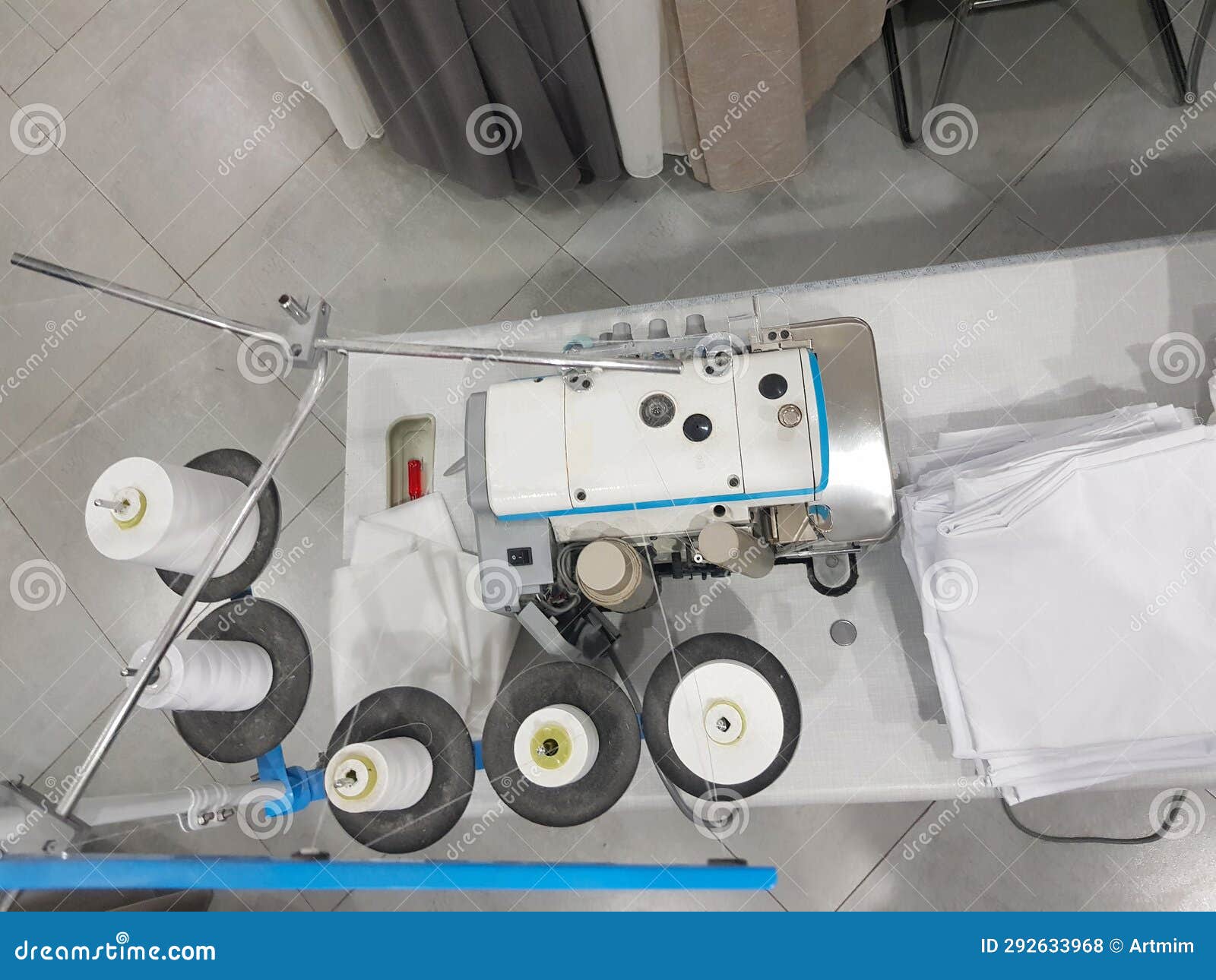 Workshop with Overlock Sewing Machine Stock Photo - Image of industry ...