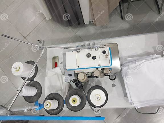 Workshop with Overlock Sewing Machine Stock Photo - Image of industry ...